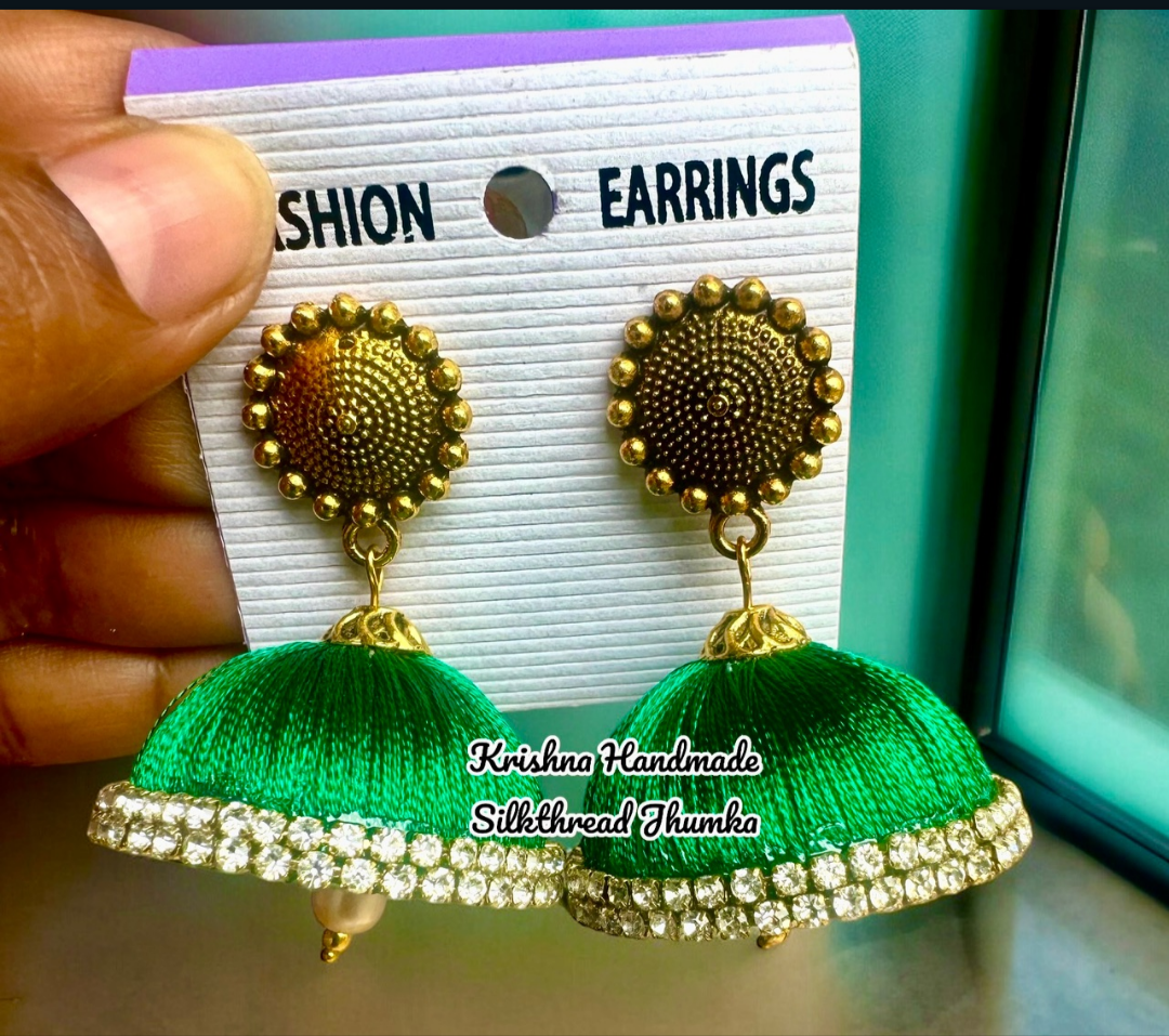Handmade silk thread earrings store